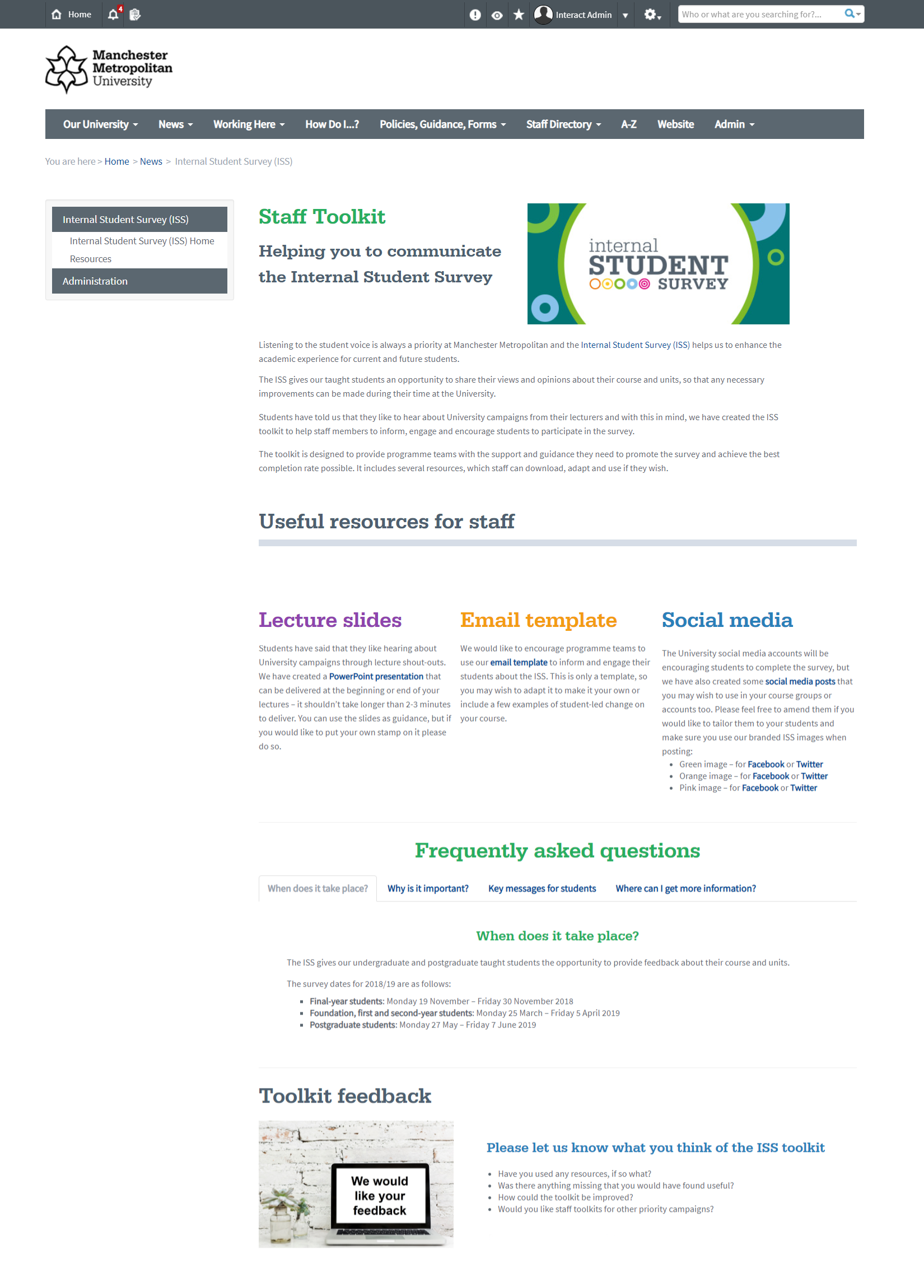 The Manchester Met University intranet story | Interact software