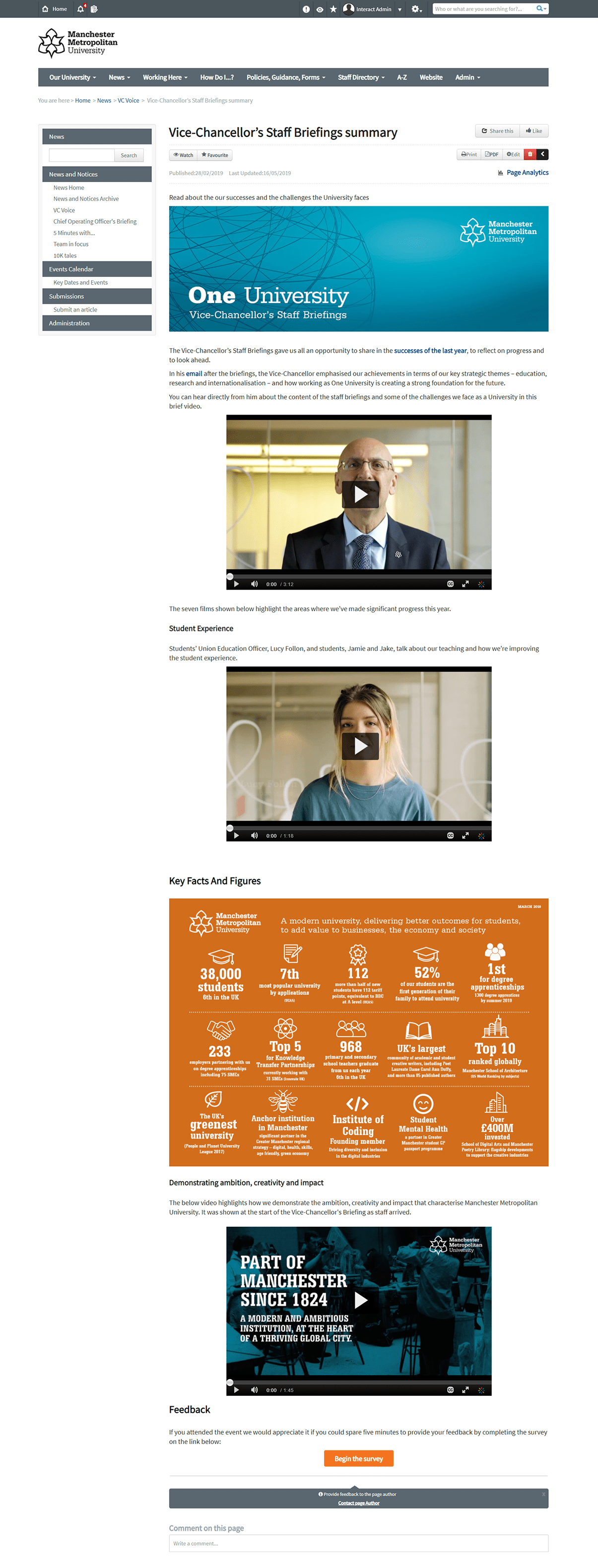 The Manchester Met University intranet story | Interact software