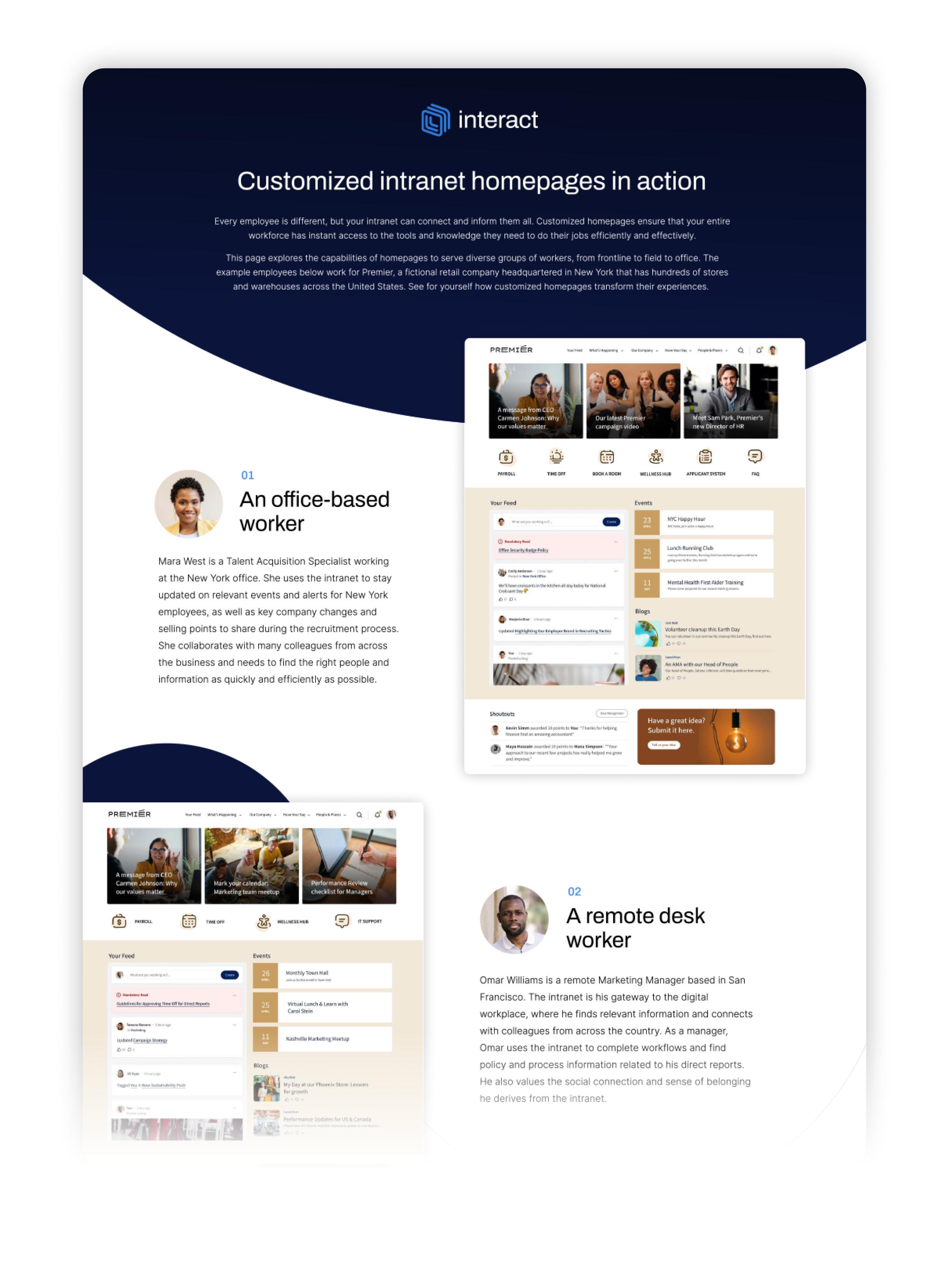 Customized intranet homepages in action | Interact software